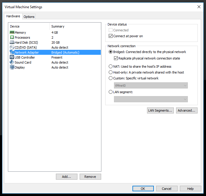 No Bridged Adapters in VMware Workstation – vswitchzero